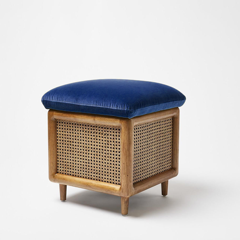 House of Woodworm | Raphia Rattan Wooden Ottoman | Premium Furniture