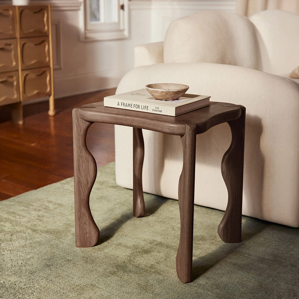 Wave Sculpted End Table | Bedside Table | Wooden Nightstand – House of ...